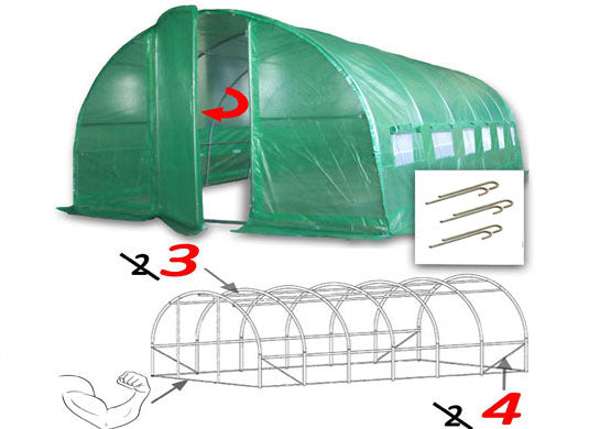 6m x 3m Pro+ Polytunnel with Ground Anchor Kit | More Internal Bracing ...